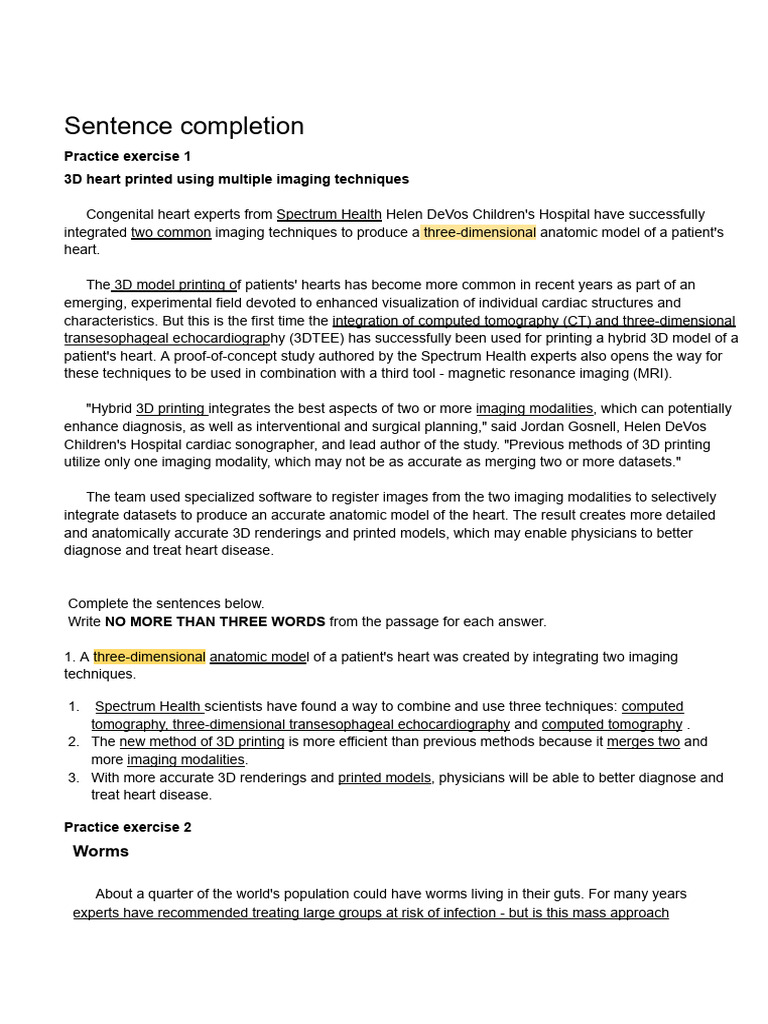 13.03 Sentence Completion | PDF | Medical Imaging | Bird Migration