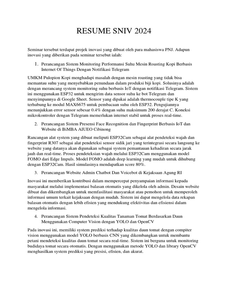 Resume Sniv 2024 | PDF | Bisnis | Teknologi & Rekayasa