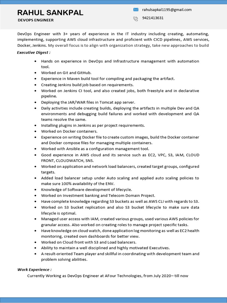 Resume 2 | PDF | Amazon Web Services | Cloud Computing