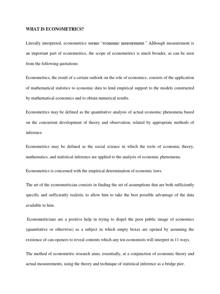 Econometrics Lesson 1 2023 Pdf Econometrics Statistics