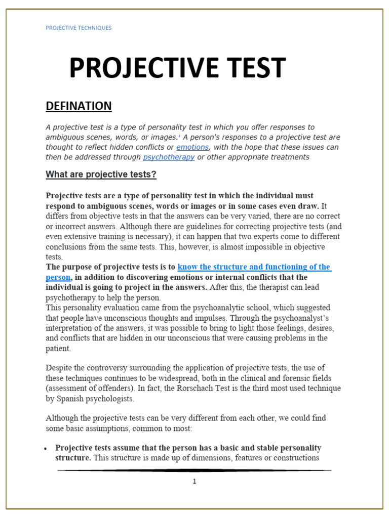 Projective Test | Download Free PDF | Behavioural Sciences ...