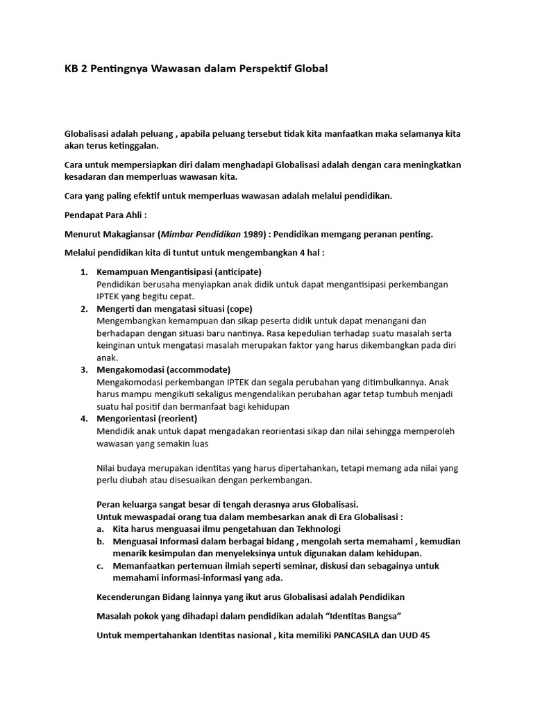 KB 2 Pentingnya Wawasan Dalam Perspektif Global | PDF KB 2 Pentingnya Wawasan Dalam Perspektif Global | PDF