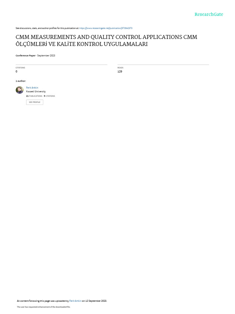 CMM Measurements and Quality Control Applications | PDF