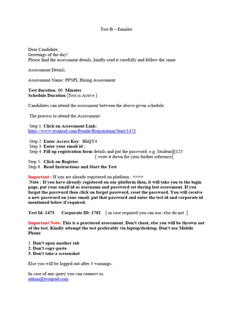 PPS Test B - Mailer | PDF