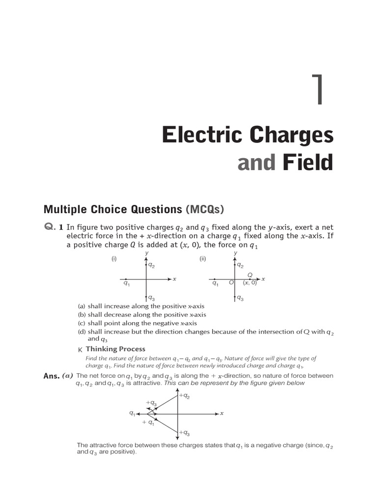 Electric Forces and Fields MCQs | PDF | Electric Field | Electric Charge