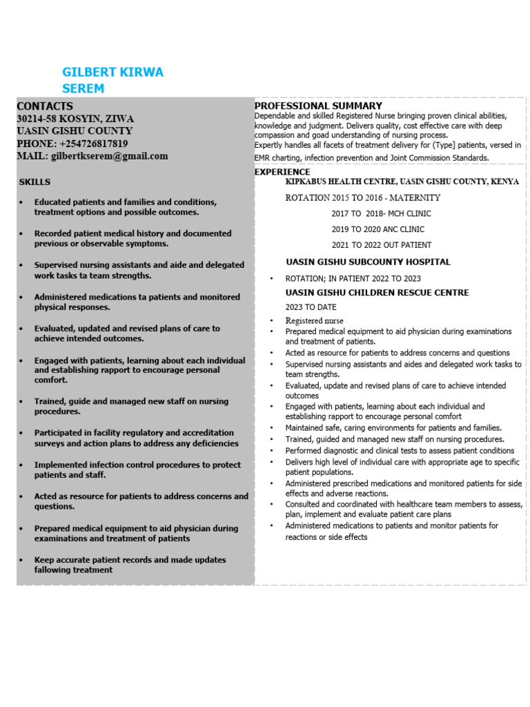 Revised Resume GILBERT SEREM | PDF | Patient | Nursing