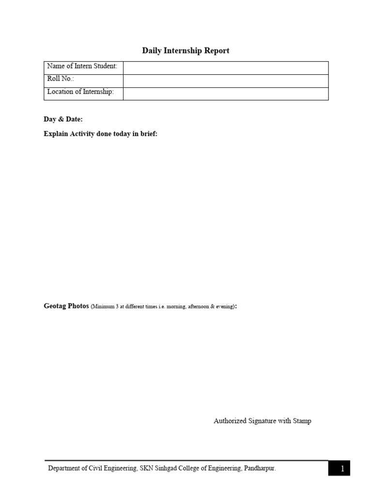 Daily Civil Engineering Internship Report | PDF