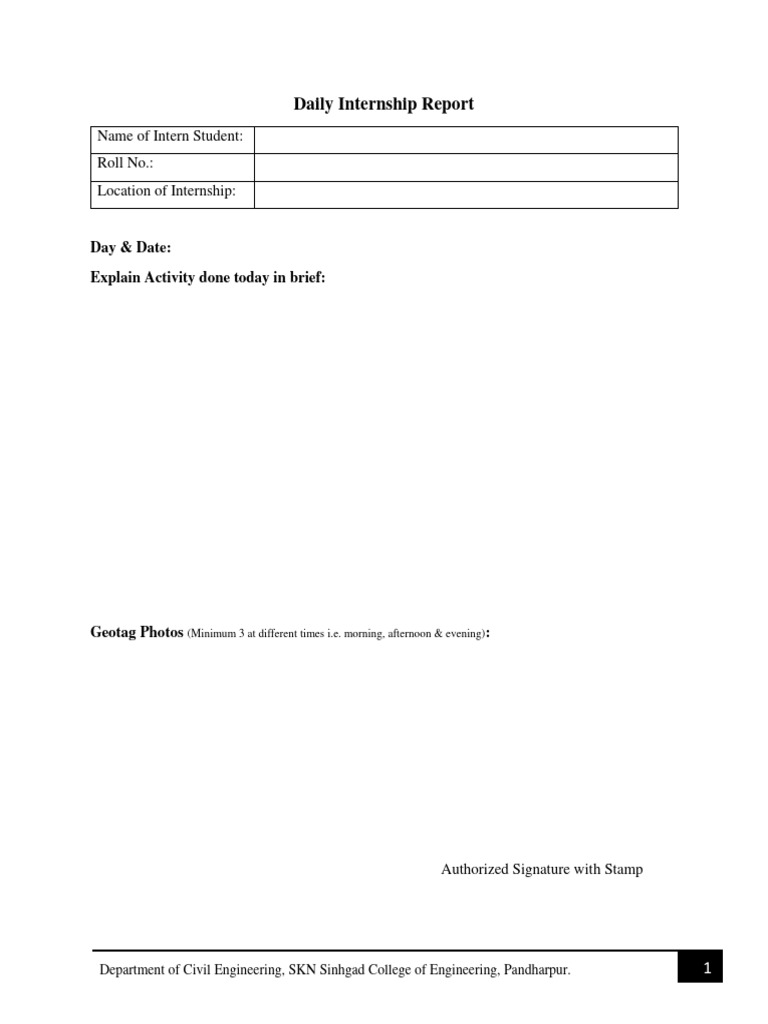 Civil Engg Internship Log | PDF
