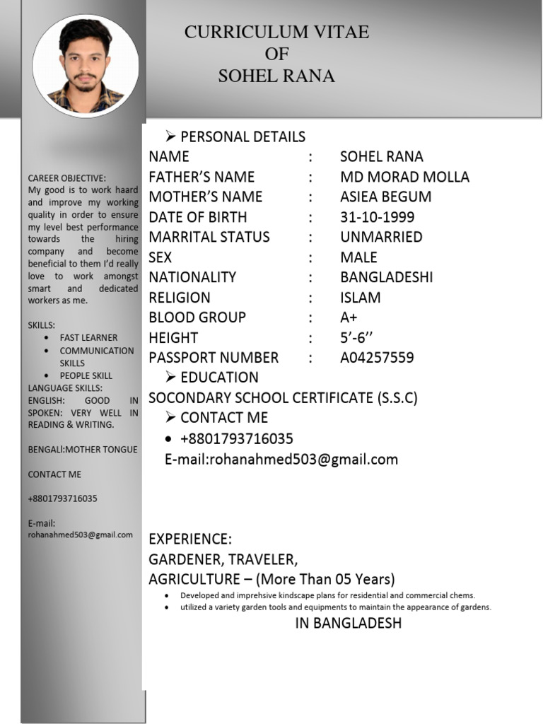 Curriculum Vitae OF Sohel Rana | PDF