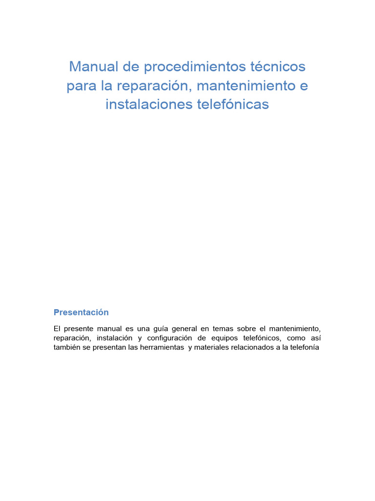 Manual de Procedimientos Tecnicos | PDF | Central telefónica | Módem