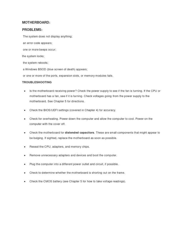 Problems Troubleshoot | PDF | Power Supply | Computer Data Storage