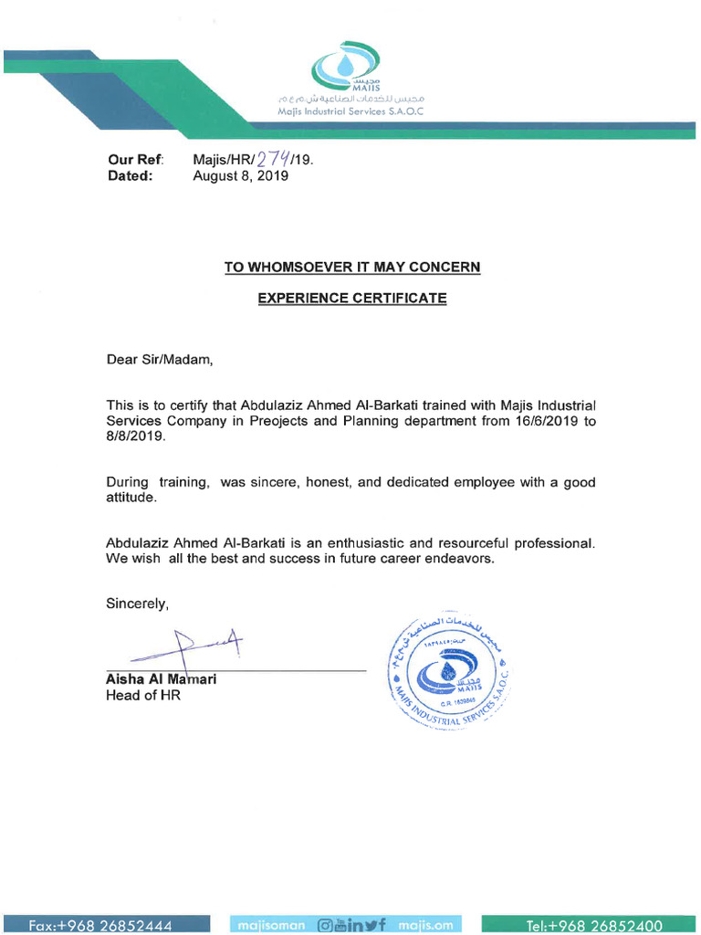 Majis Training Certificate | PDF