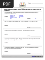 Real-World Ratio Problems Worksheet | PDF