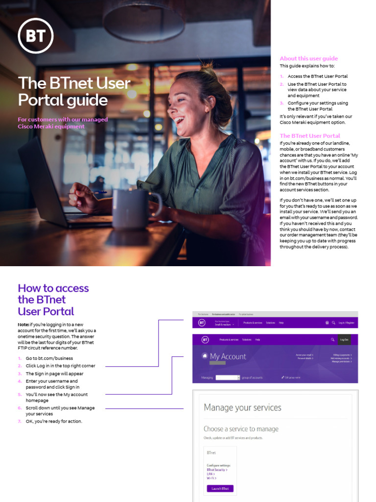 BTnet Cisco Meraki User Portal Guide | PDF | User (Computing) | Login