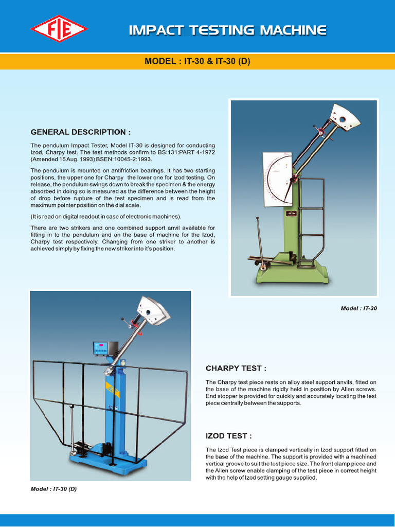 Fie - Impact Testing Machine Catalogue | PDF
