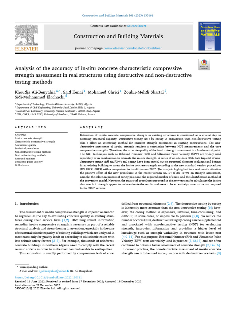 Analysis of The Accuracy of In-Situ Concrete Characteristic Compressive ...