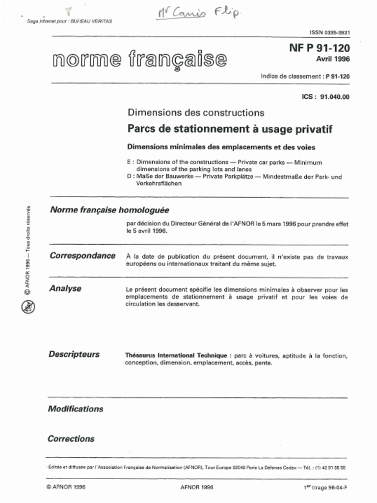 Parcs de Stationnement NORME NF P 91-120 | PDF