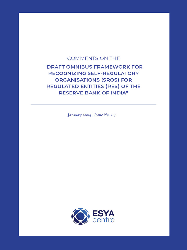 Esya Centre - Comments On The Draft Omnibus Framework For Recognizing SROs For REs | PDF ...