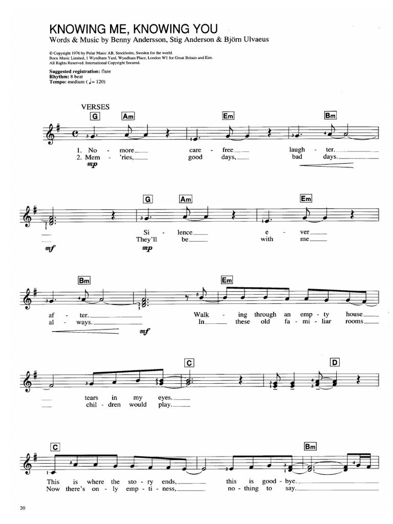 Knowing Me Knowing You Abba Pdf