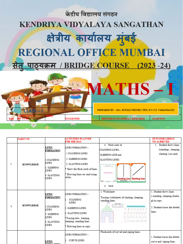 BRIDGE COURSE - Class 1 Maths | PDF | Shape | Flashcard