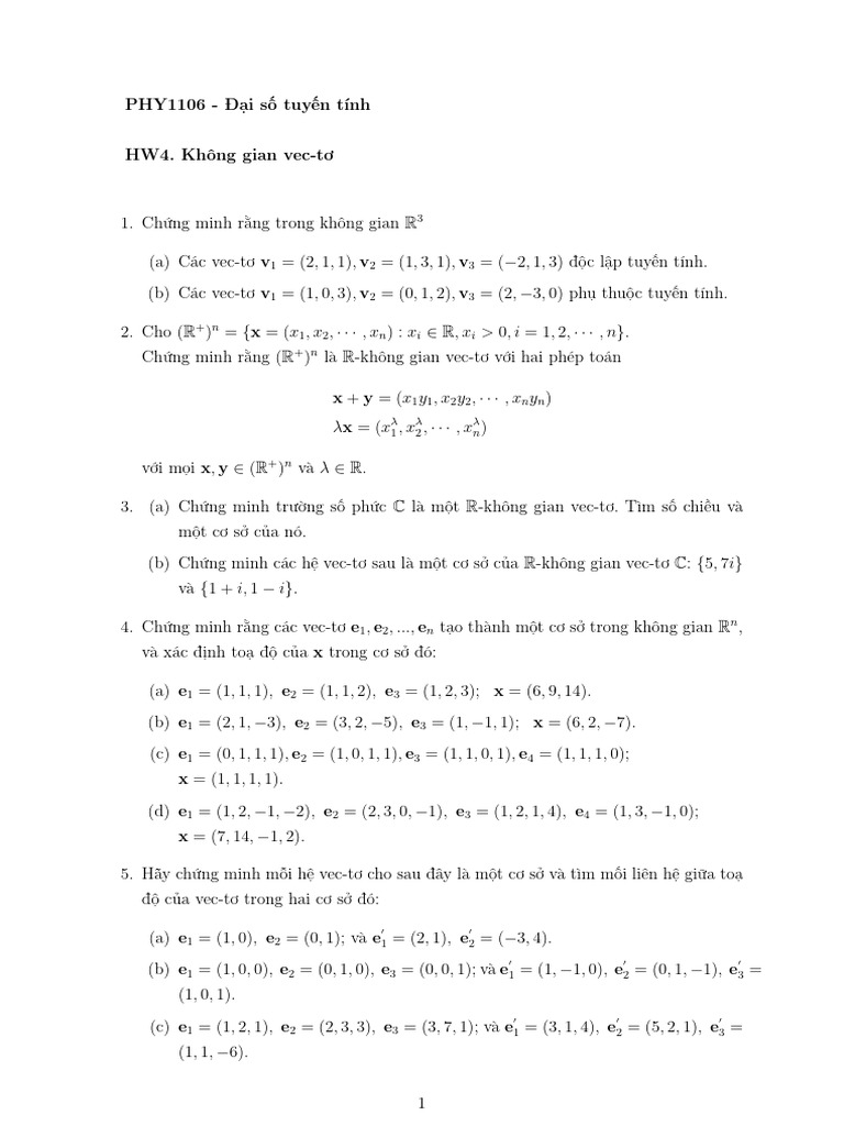 Không Gian Vecto | PDF
