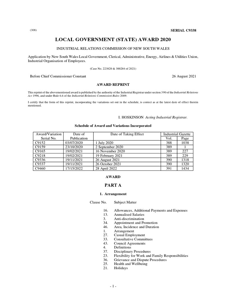 Local Government State Award 2020 | PDF | Employment | Salary