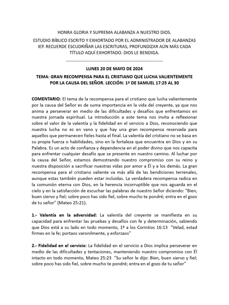 Estudio Bíblico Hnas Dorcas Iep Lunes 20 de Mayo de 2024 | PDF | Creencia religiosa y doctrina ...