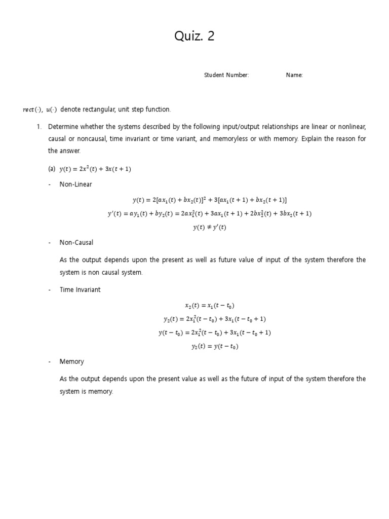 (Quiz2) Solution | PDF | Nonlinear System | Applied Mathematics