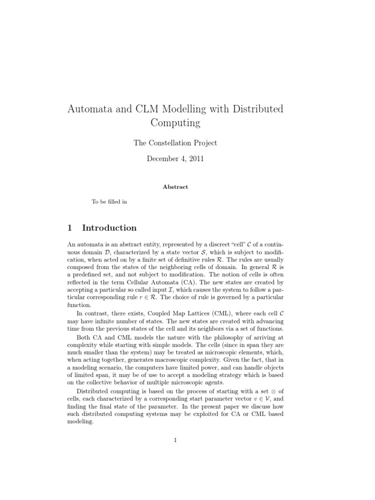 Automata and CLM Modelling With Distributed Computing: The ...