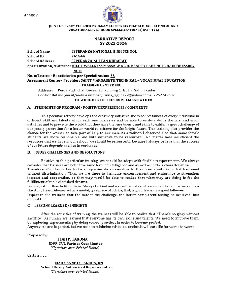 Annex 7 | PDF | Cognition | Behavior Modification