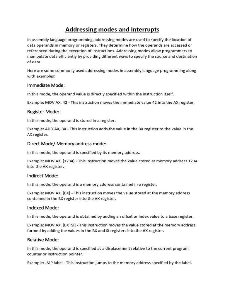 Addressing Modes | Download Free PDF | Assembly Language | Programming