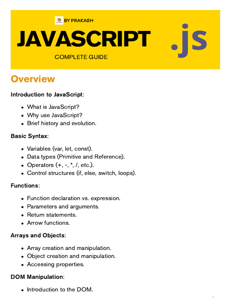 Javascript Notes By Prakash Pdf Java Script Document Object Model