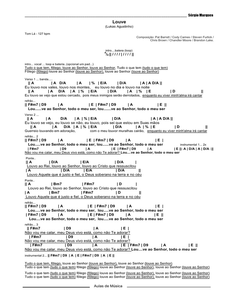 Letra e Cifra - Louve - Lukas Agustinho | PDF