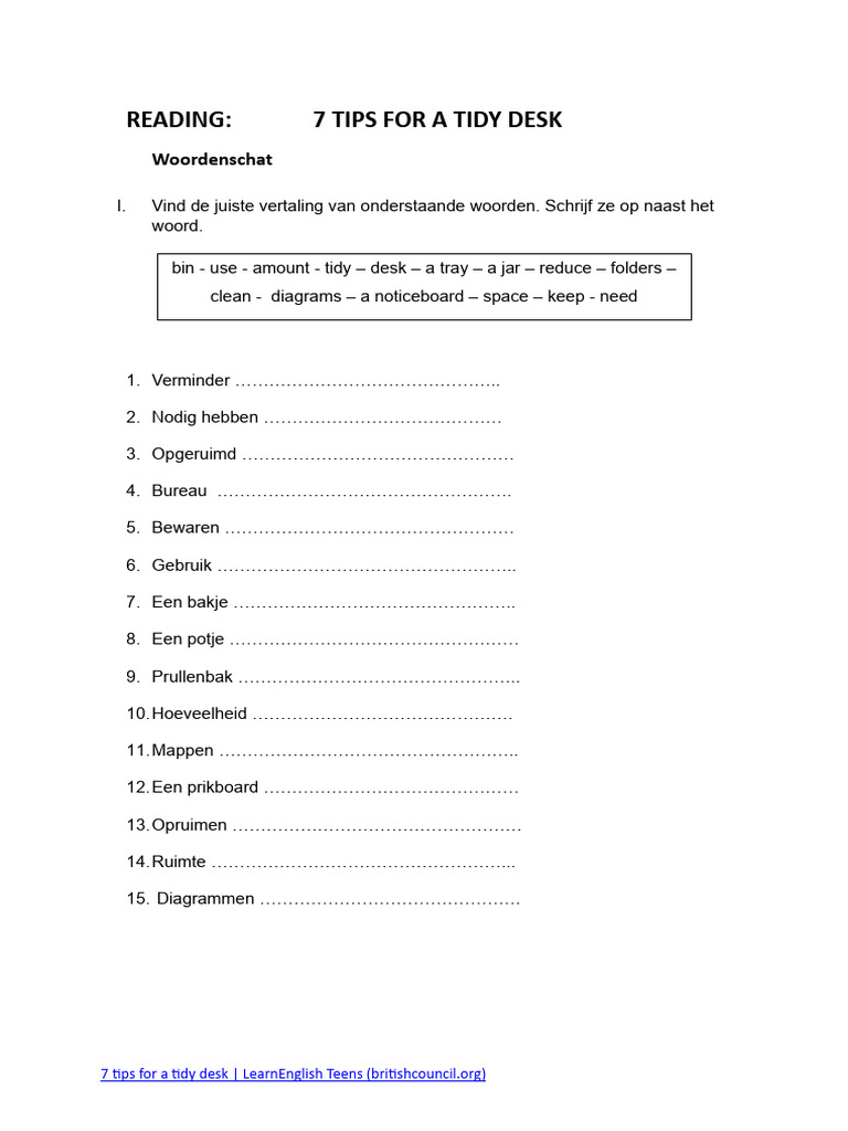 Reading 7 Tips For A Tidy Desk | PDF | Desk | Image Scanner