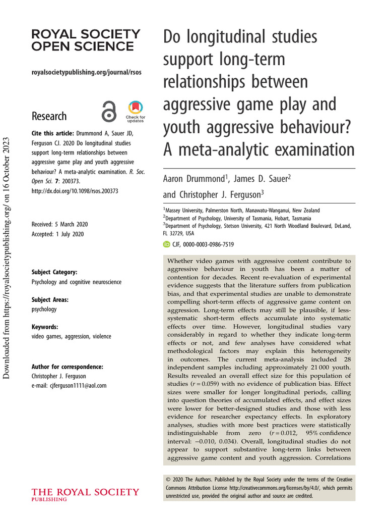 Drummond Et Al. (2020) | PDF | Meta Analysis | Effect Size