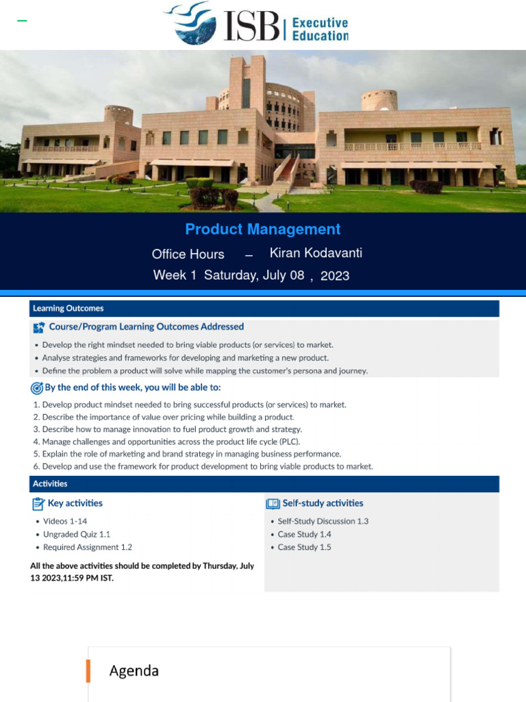 ISB PM-23-06 - Week 02 Module 01 Office Hours 07-07-2023 Kiran Kodavanti | PDF | New Product ...