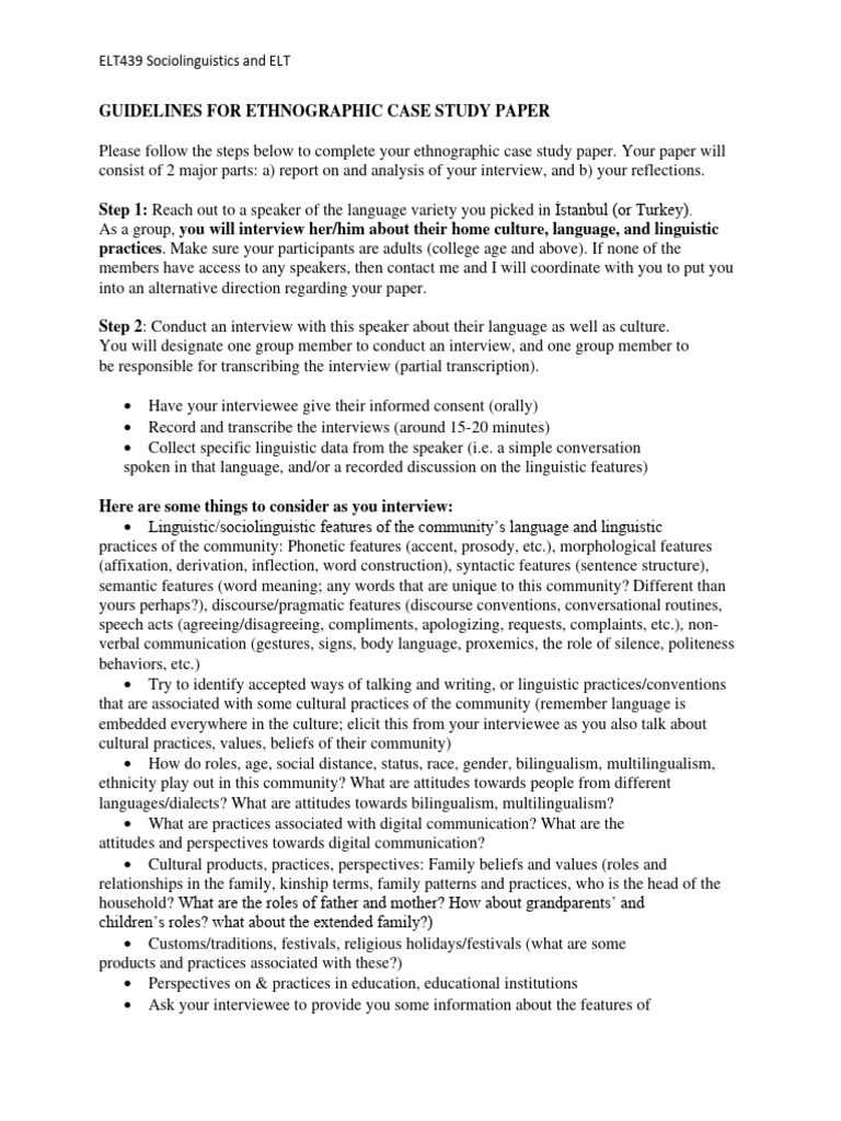 Guidelines For Ethnographic Case Study Paper | PDF | Linguistics | Multilingualism
