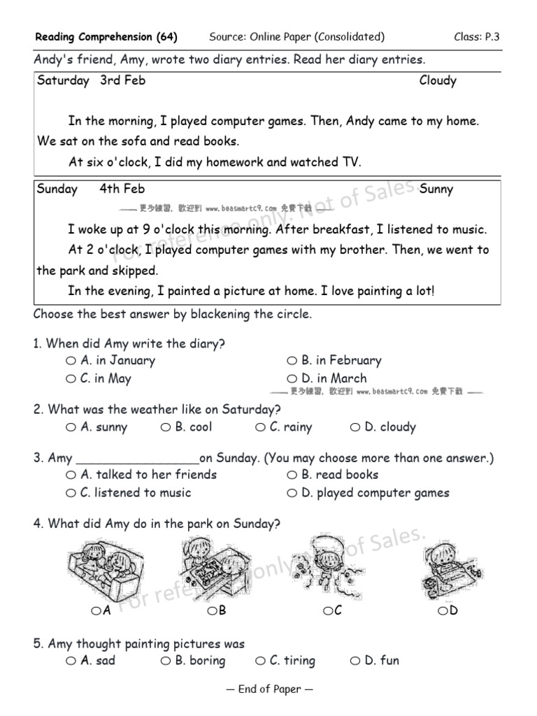 64-69 P3 Reading Comprehension | PDF | Cuisine | Foods