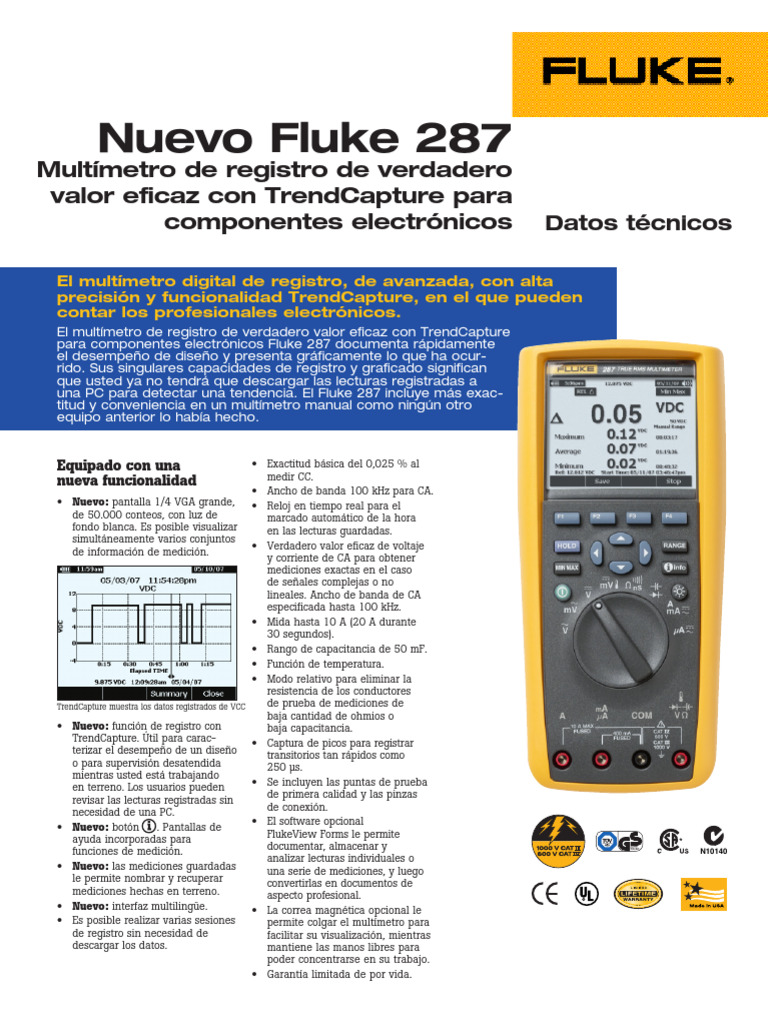 Fluke 287 | PDF | Electrónica | Cantidad