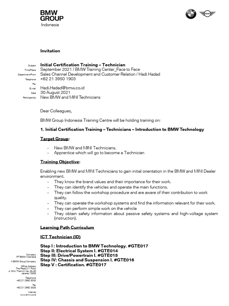 Invitation ICT Introduction To BMW Technology | PDF | Bmw