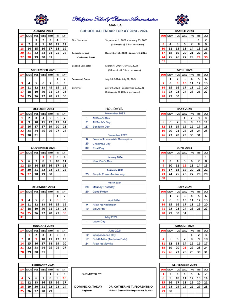UST School Calendar AY 2023-2024 | PDF | Academic Term | Traditions
