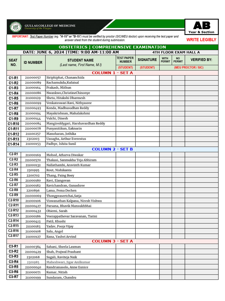 Ob Compre Exam 3ab 4f Eh A | PDF