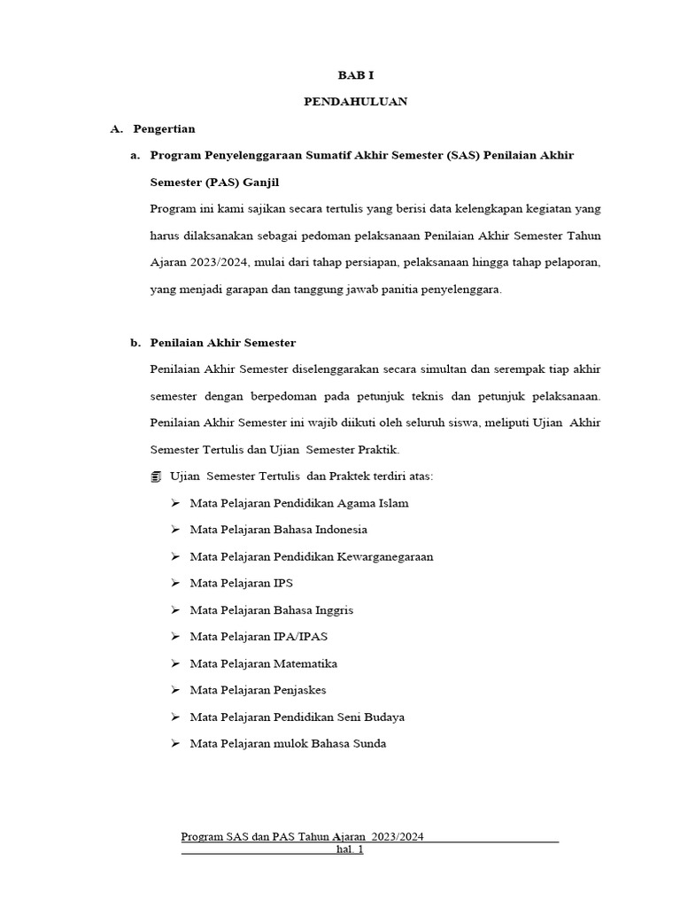 Program Kerja Pas | PDF