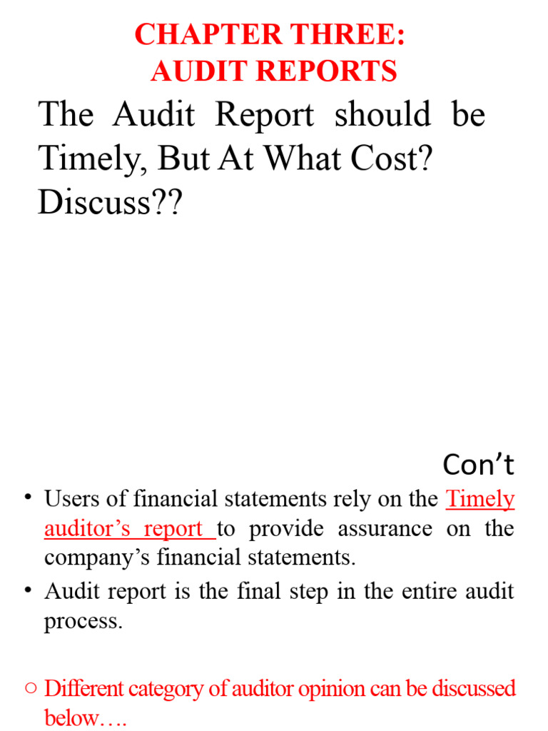 AUDIT I Chapter 6 Audit Report | PDF | Auditor's Report | Audit