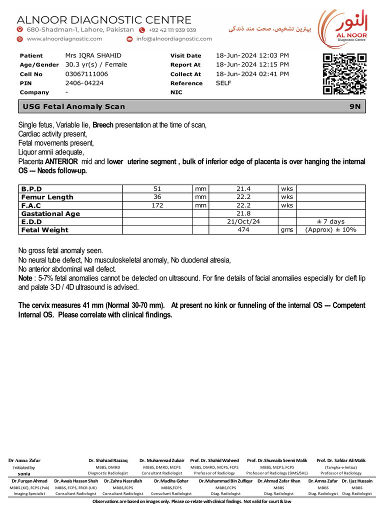 USG Fetal Anomaly Scan - 2406-04224 | PDF | Radiology | Fetus