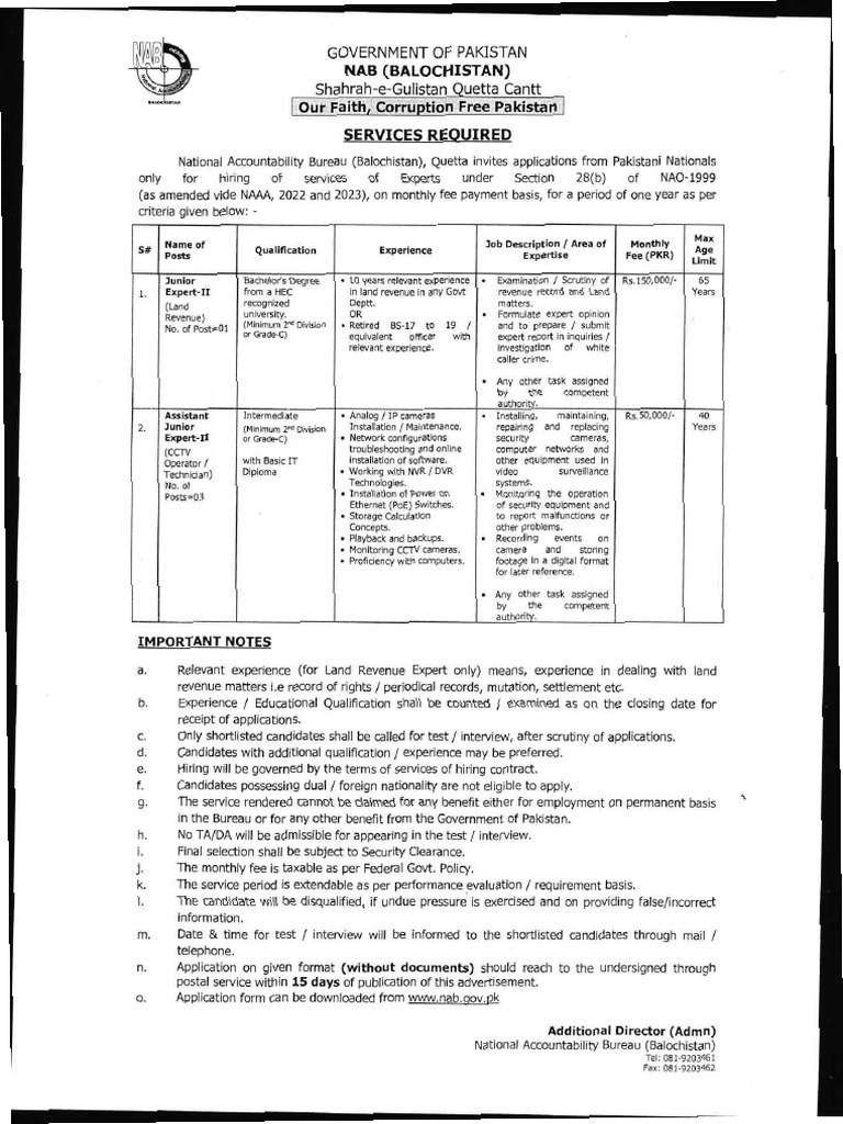 Services Required Nabb 120124 | PDF