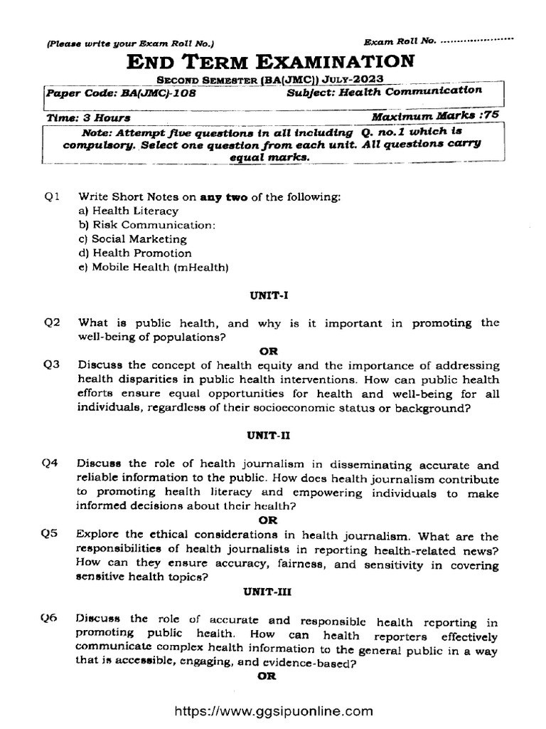 Bajmc 2 Sem Health Communication Bajmc 108 Jul 2023 | PDF