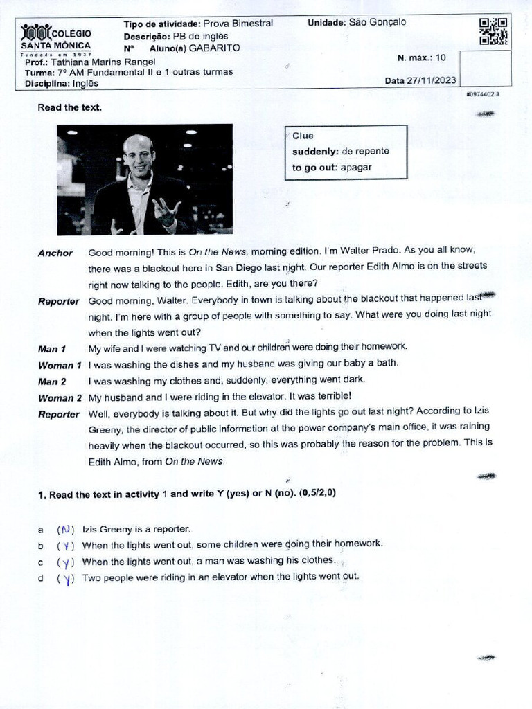 GABARITO PB de Ingles - 2711 | PDF