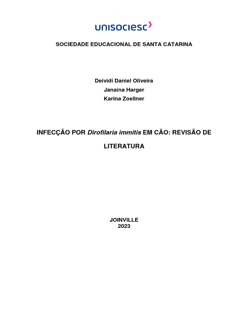Infecção Por Dirofilaria Immitis em Cão Relato de Caso | PDF | Coração ...