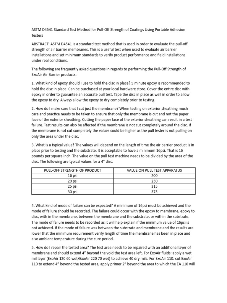 ASTM D4541 Standard Test Method For Pull | PDF | Epoxy | Materials